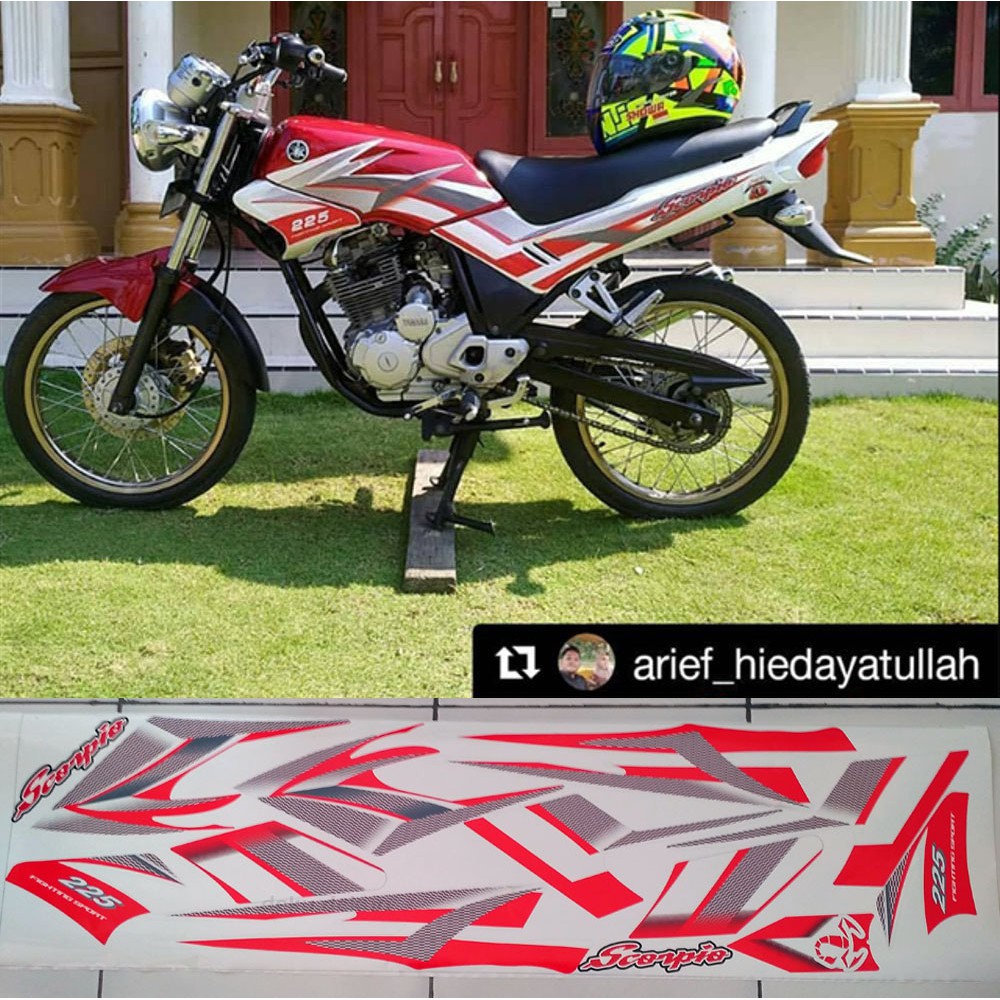 Jual Striping Scorpio Steko Merah Putih 2004 produk printing | Shopee ...