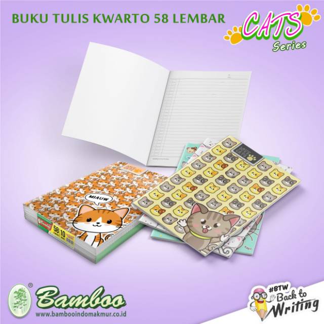 Jual Buku Tulis Kwarto 58 Lembar Cats Series (10pc) | Shopee Indonesia