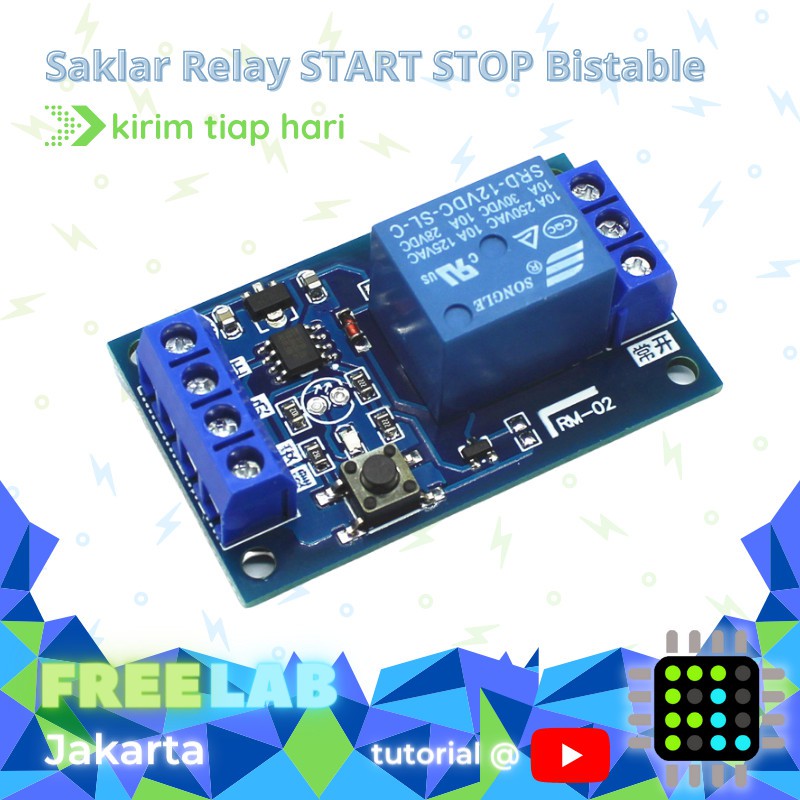Jual Saklar Relay Bistable 12V One Button ON OFF Start Stop Latch ...