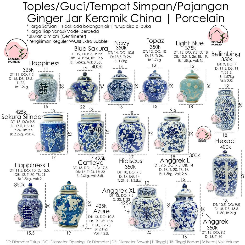 Jual Toples Guci Tochin Keramik China Porcelain Porselain Biru Ginger ...
