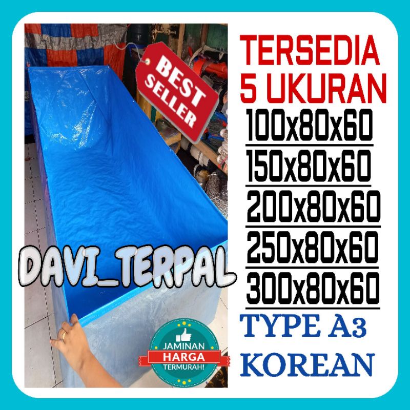 Jual TERPAL KOLAM IKAN TYPE TYPE A3 300X80X60 BIRU-SILVER | Shopee ...
