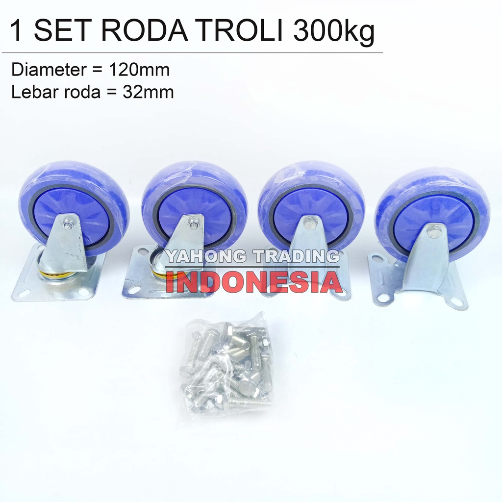 Jual Roda Troli Trolley Wheel 1 Set 300kg | Shopee Indonesia