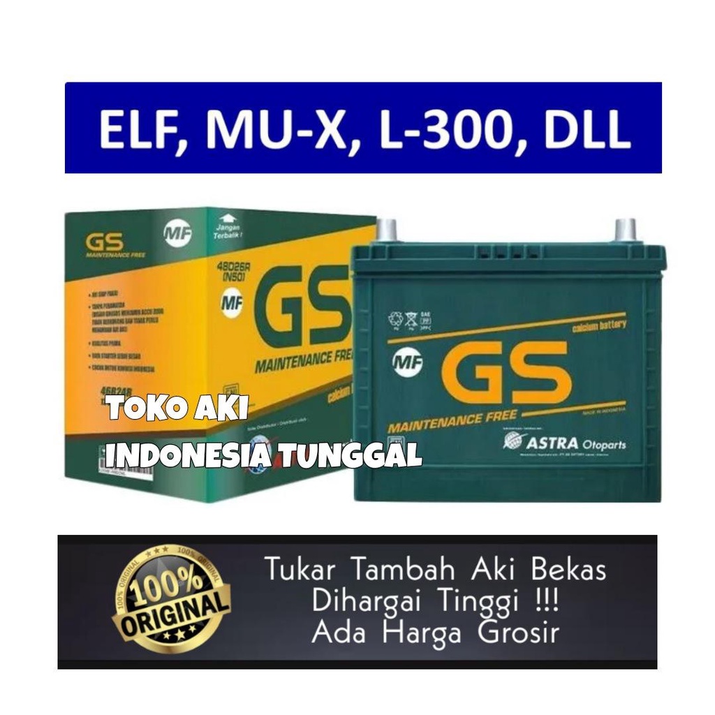 Jual AKI MOBIL GS MF N70Z ISUZU ELF MU-X L300 EXCAVATOR GENSET NISSAN SSANGYONG BOXER | Shopee ...