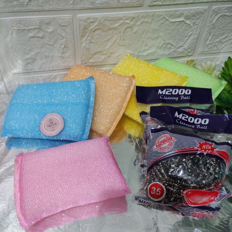 Jual sabut jala spons scrub pad sabut pencuci piring cleaning ball ...
