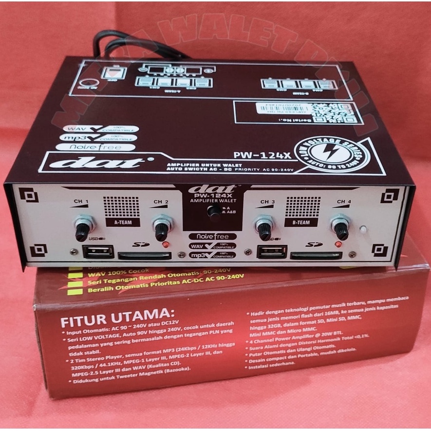 Jual AMPLI WALET DAT PW 124X 2 Player 4 Channel Amplifier DAT PW124X ...