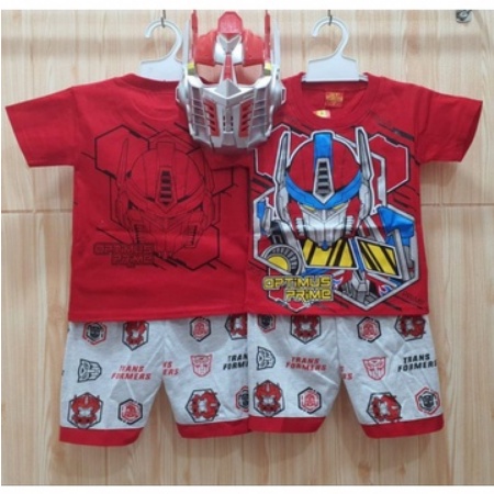 Jual Setelan Baju Anak Robot Transformer Merah Gratis Topeng | Shopee ...