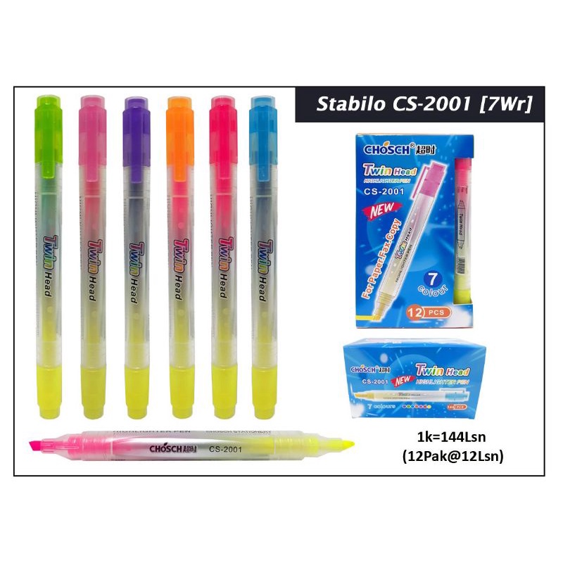 Jual Stabilo CS-2001 Twin Head (2mata besar) | Shopee Indonesia