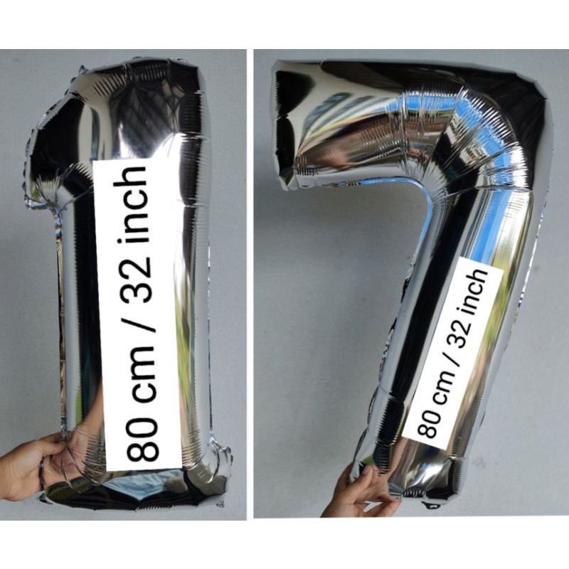 Jual Balon Foil 80 cm / 32 inch Silver, Balon Foil Angka Jumbo 80 cm ...