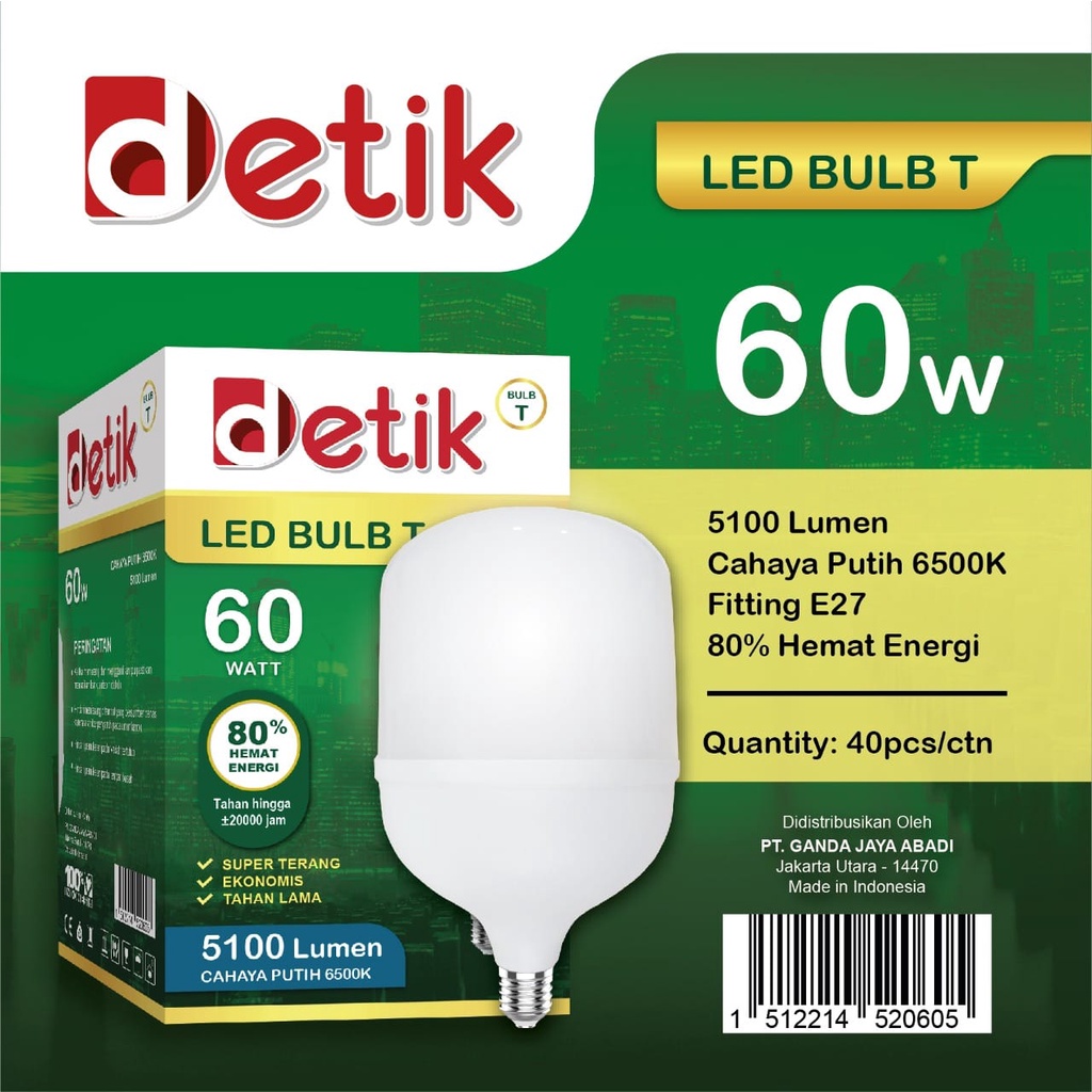 Jual DETIK Lampu LED Capsule 60 Watt - Cahaya Putih | Shopee Indonesia