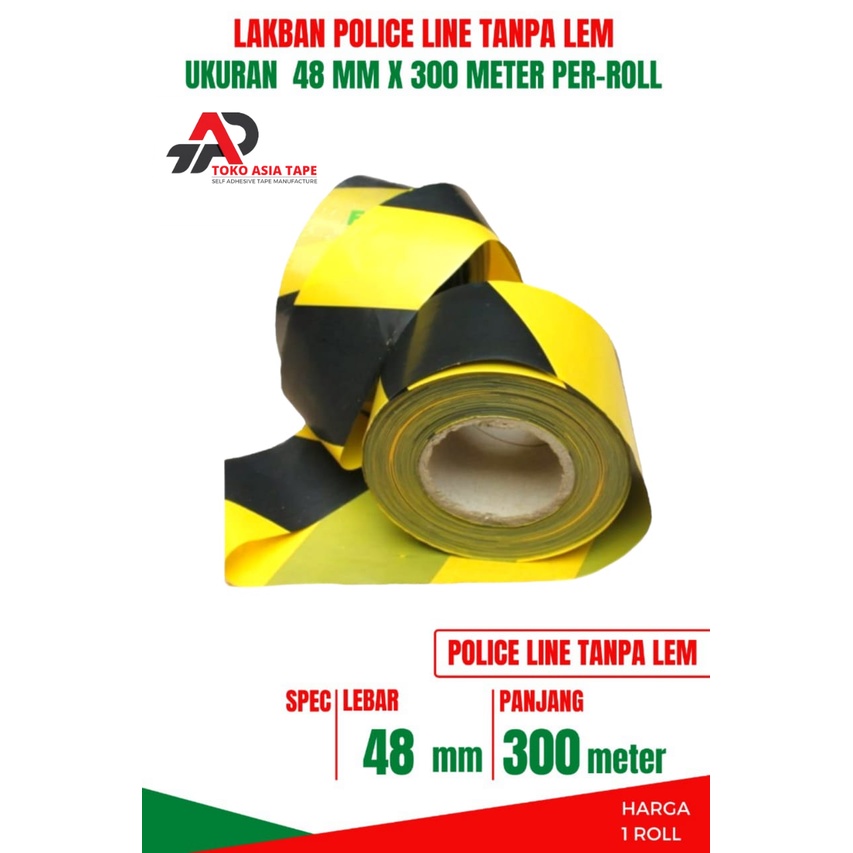Jual POLICE LINE TANPA LEM KUNING HITAM GARIS POLISI 48MM X 300 METER 1 ...