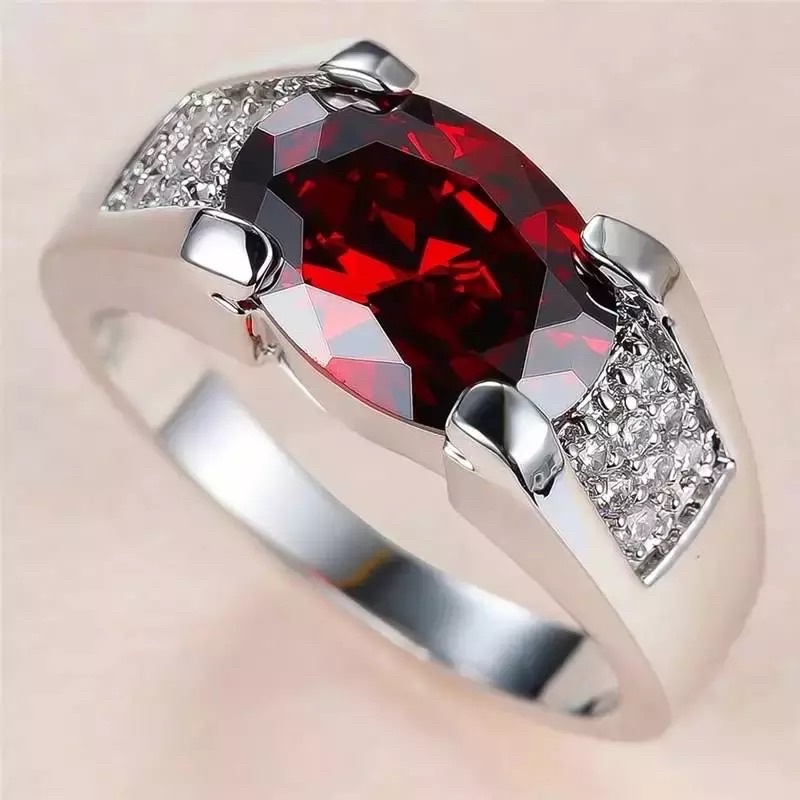 Jual Cincin Batu Permata Rubi Merah Red Garnet Cubic Zirconia Ring ...