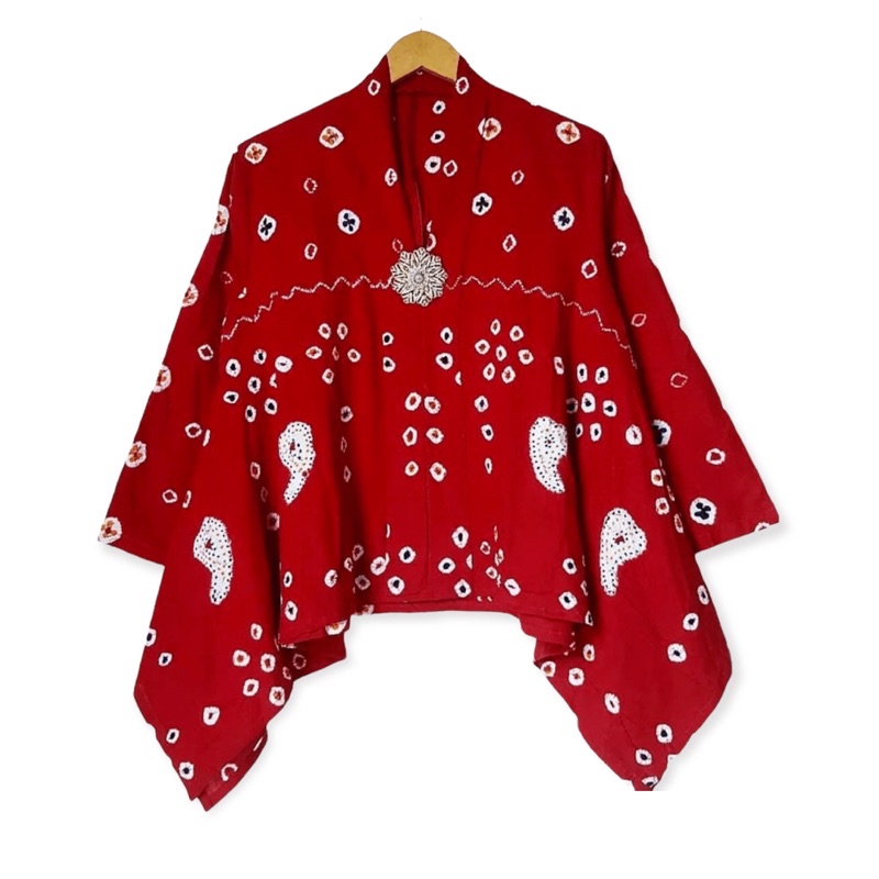 Jual Blouse Batik Wanita Kerja Modern Warna Merah Lengan Panjang Model ...
