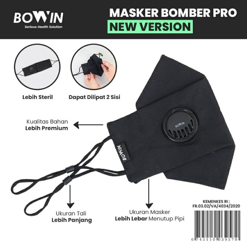 Jual BOWIN Masker Bomber -2x Anti Bakteri & Percikan (Masker Kain 4 ...