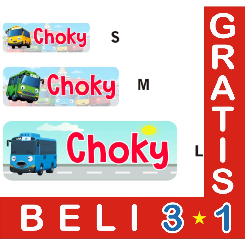 Jual STIKER LABEL NAMA WATERPROOF BASIC TAYO | Shopee Indonesia