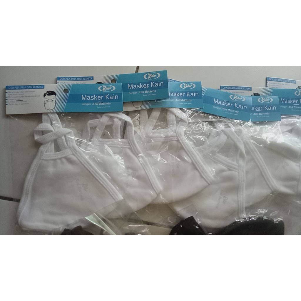 Jual Masker Kain Anti Bacteria Dewasa Merek Rider - 2 Lapis per Pack ...