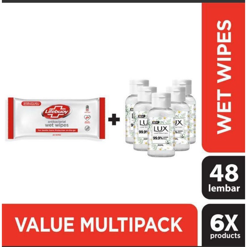 Jual Hygiene pack (Lifebuoy wet wipes + lux Hand sanitizer) | Shopee ...