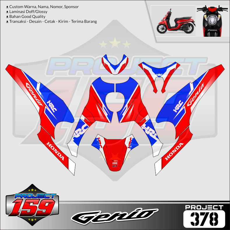 Jual Sticker Decal Genio - Project 378 Honda Racing Livery | Shopee ...