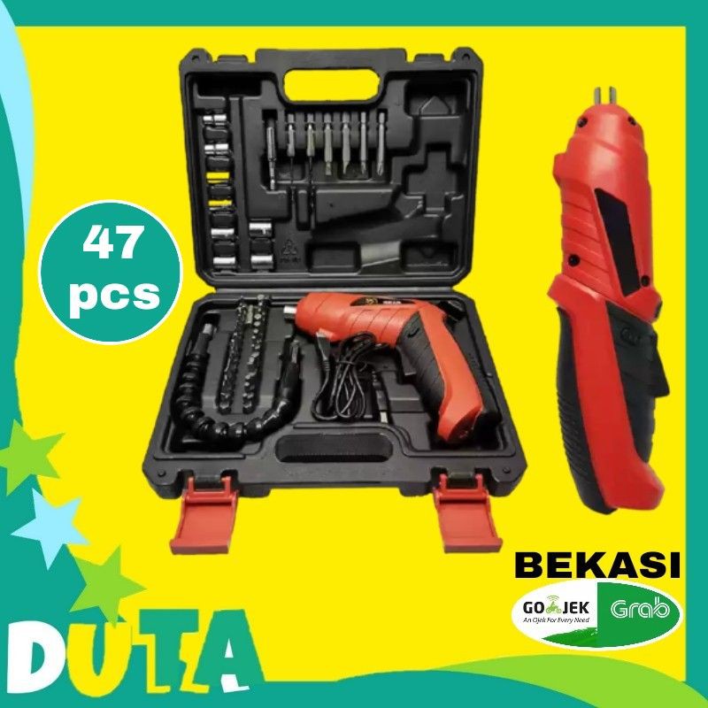Jual Bor Obeng Screwdriver Cordless 3.6V 47pcs Multifungsi-PT08O34 ...