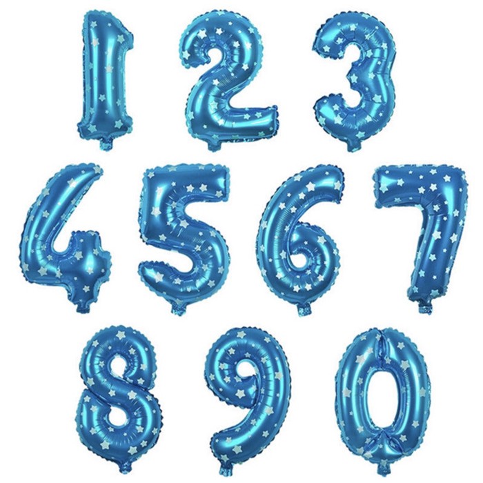 Jual BALON ANGKA BIRU MOTIF 40CM / BALON FOIL ANGKA 40CM | Shopee Indonesia