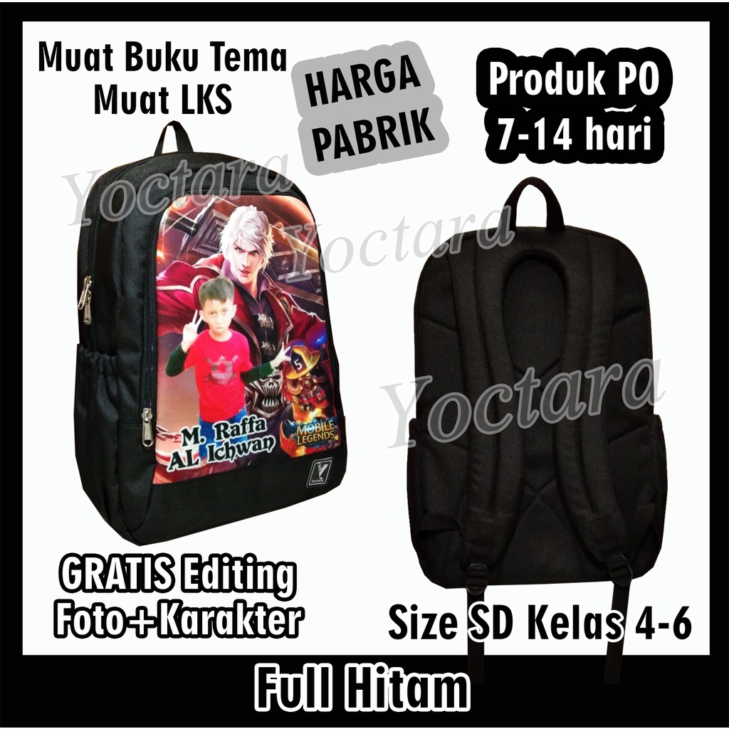 Jual YOCTARA T40+| Tas Anak SD Kelas 4-6 Pakai Foto Nama dan Karakter ...