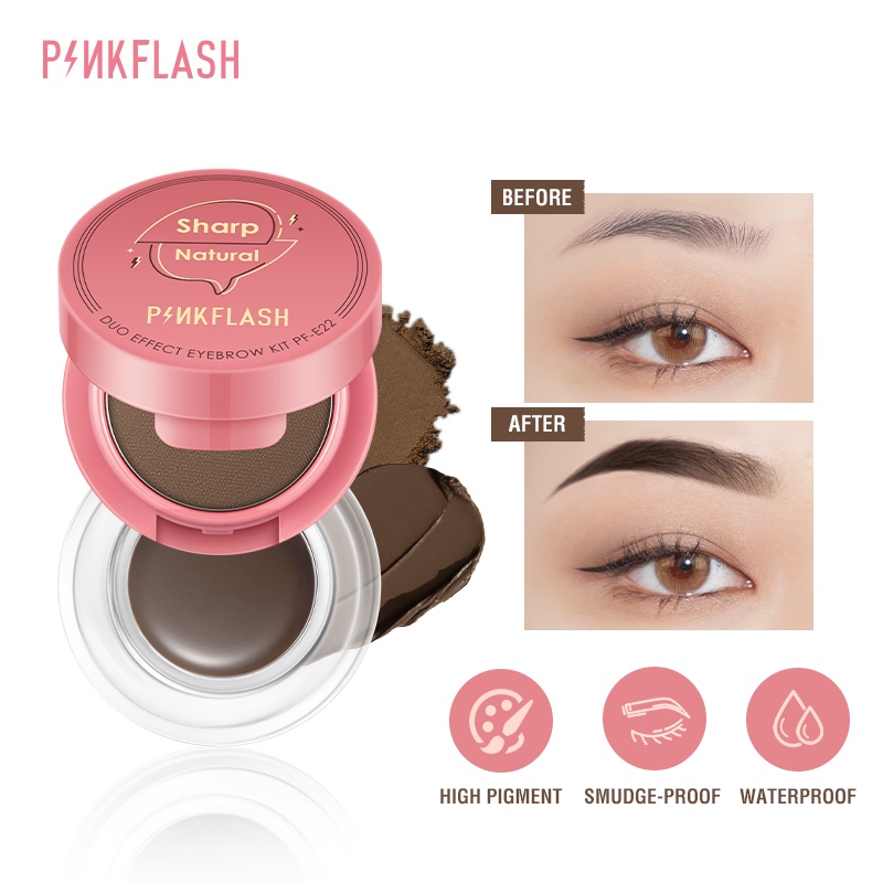 Jual PF E22 PinkFlash 2IN1 Eyebrow Gel & Powder / Pomade Alis / Brow ...