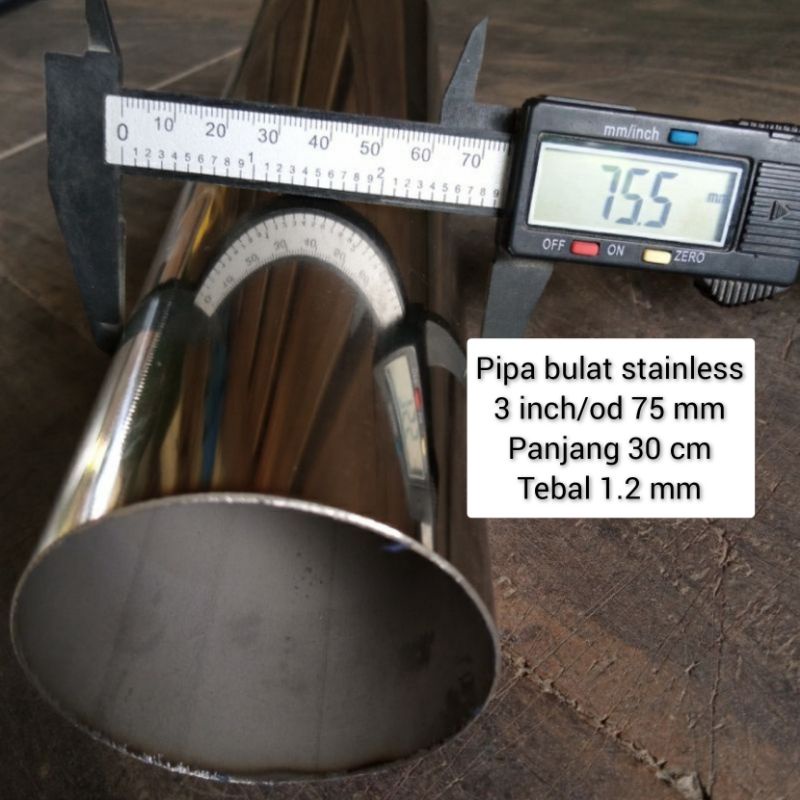 Jual Pipa Bulat Stainless Od 76,2 mm 3 Inchi Panjang 30 cm Tebal 1.2 mm ...
