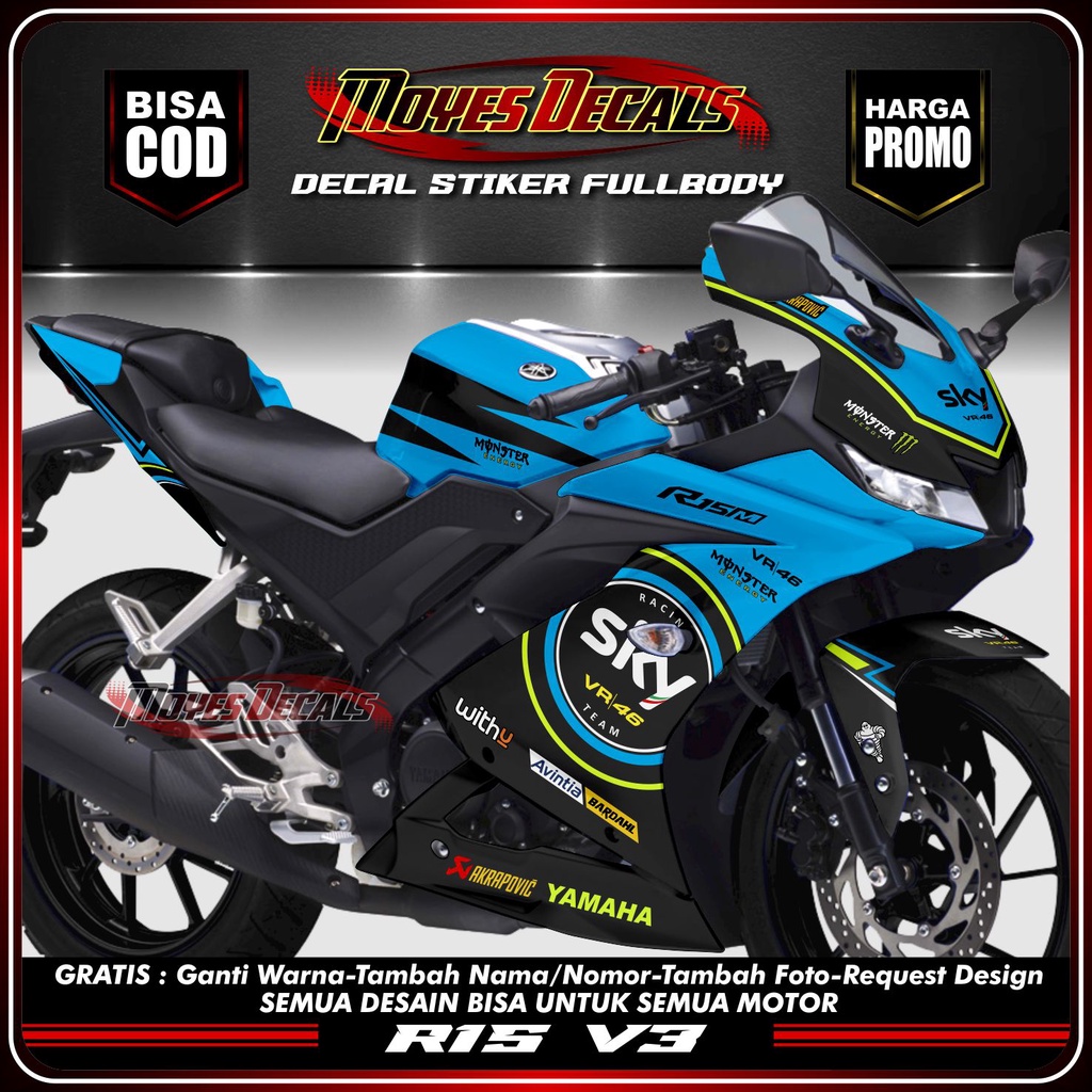 Jual Sticker Striping Decal Yamaha R15 V3, Sticker Decal Motor R15 V3 ...