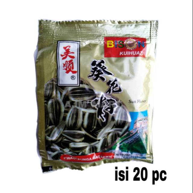Jual Kwaci Bison - Kuaci Bunga Matahari 12gr isi 20 sachet | Shopee ...