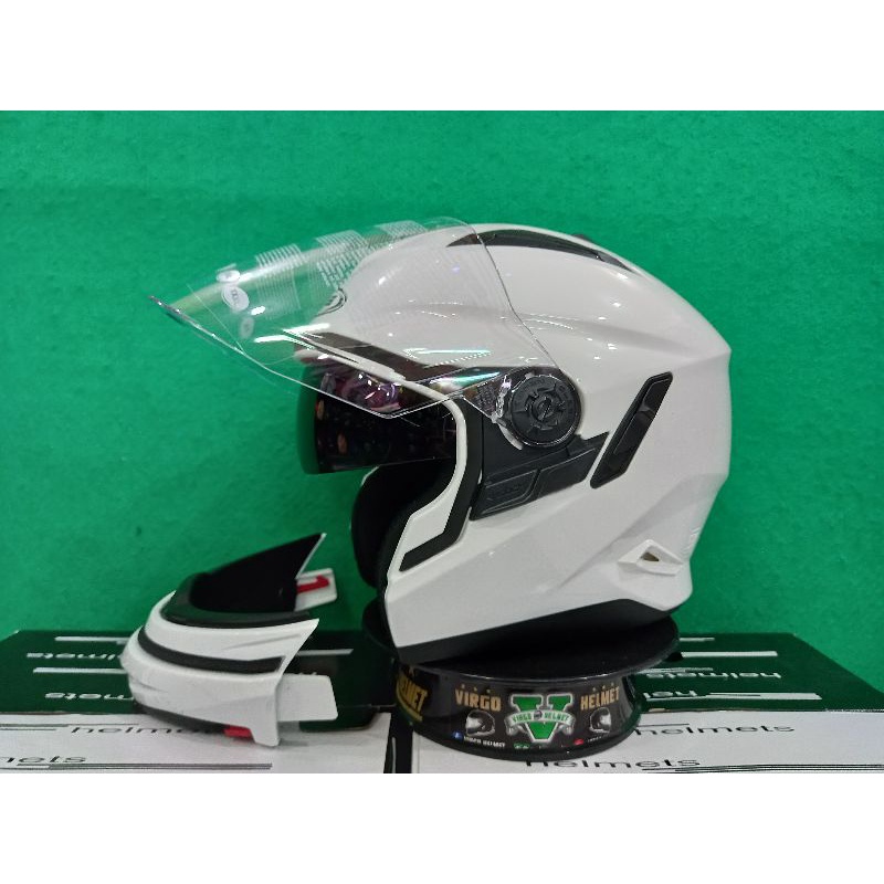 Jual HELM ZEUS ZS 613C SOLID WHITE MODULAR DOUBLE VISOR | Shopee Indonesia