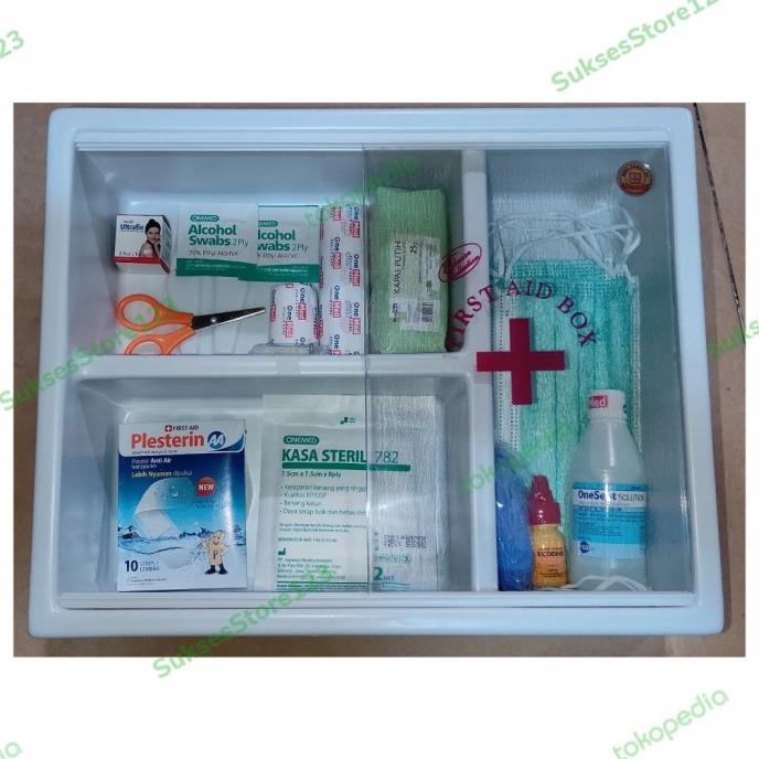 Jual Kotak Obat P3K Dinding Besar Dan Isi Lengkap - Bonus Senter Kepala ...