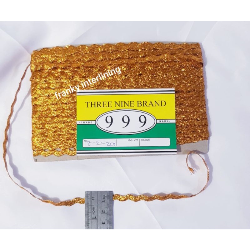 Jual RENDA BIKU MAS PERAK 999 METALIK LEBAR 5mm ISI 18 METER | Shopee ...