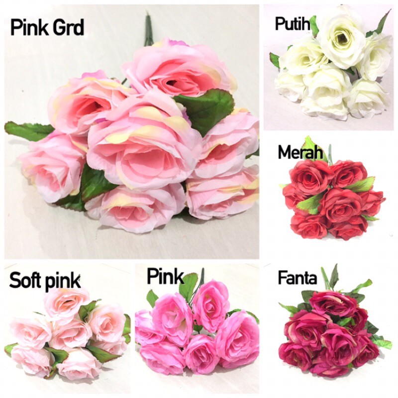 Jual ROSE JEPANG X7 / BUNGA MAWAR BESAR ARTIFICIAL 7 KUNTUM | Shopee Indonesia