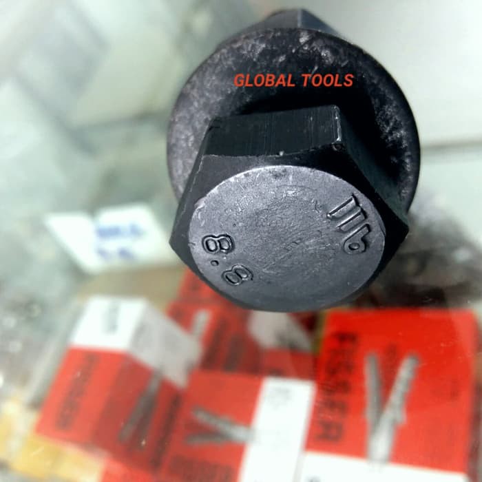 Jual Baut mur baja m16 x 50 baut baja hitam grade 8.8 high tensile bolt ...