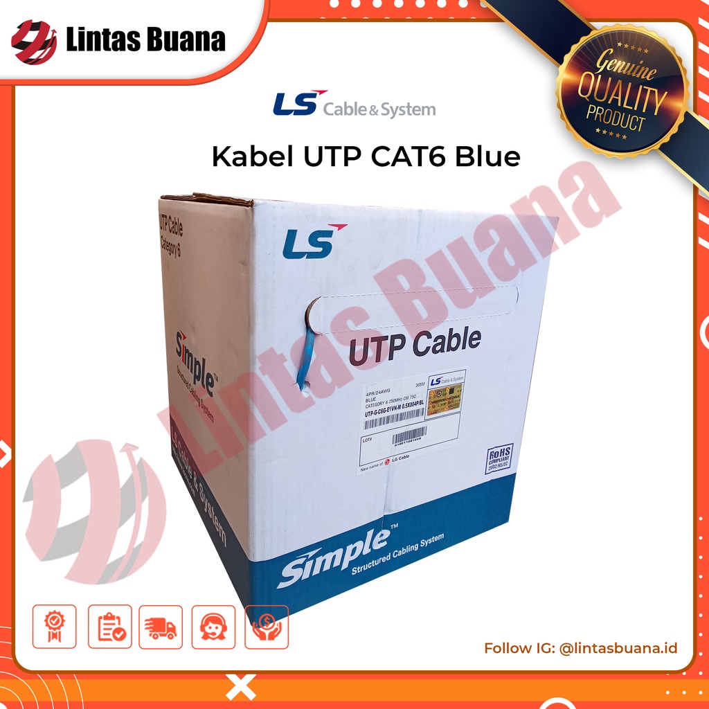 Jual Kabel UTP LS CAT6 305 Meter warna biru UTP CAT 6 | Shopee Indonesia