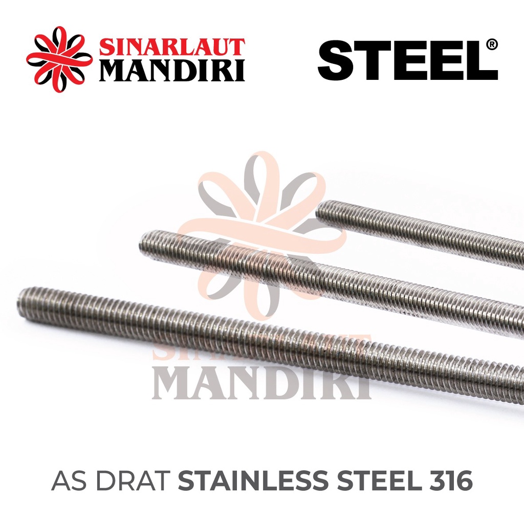 Jual Asdrat Stainless Steel 316 / Long Drat / As Drat SS 316 (1M) 1/2 D ...
