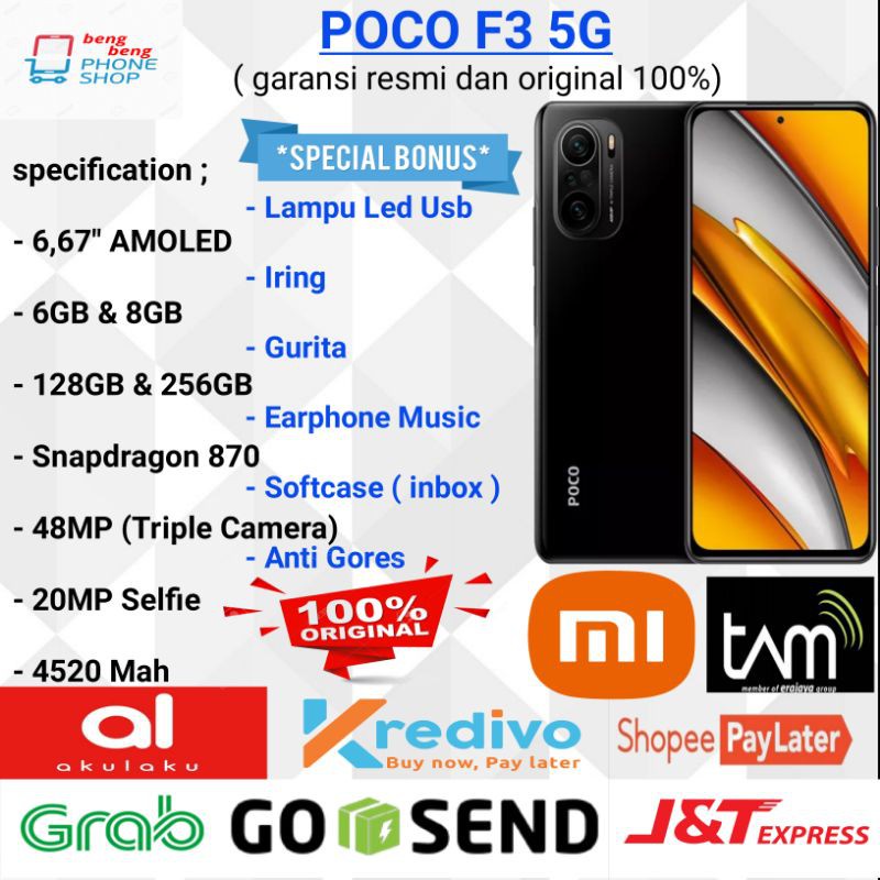 Jual XIAOMI POCO F3 5G RAM 6GB 128GB & 8GB 256GB GARANSI RESMI TAM - BONUS | Shopee Indonesia