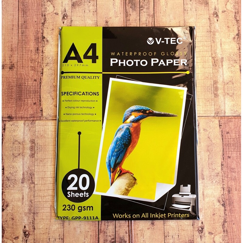 Jual PHOTO PAPER GLOSSY 230 GSM A4/20LEMBAR ANTI AIR V TECH | Shopee ...