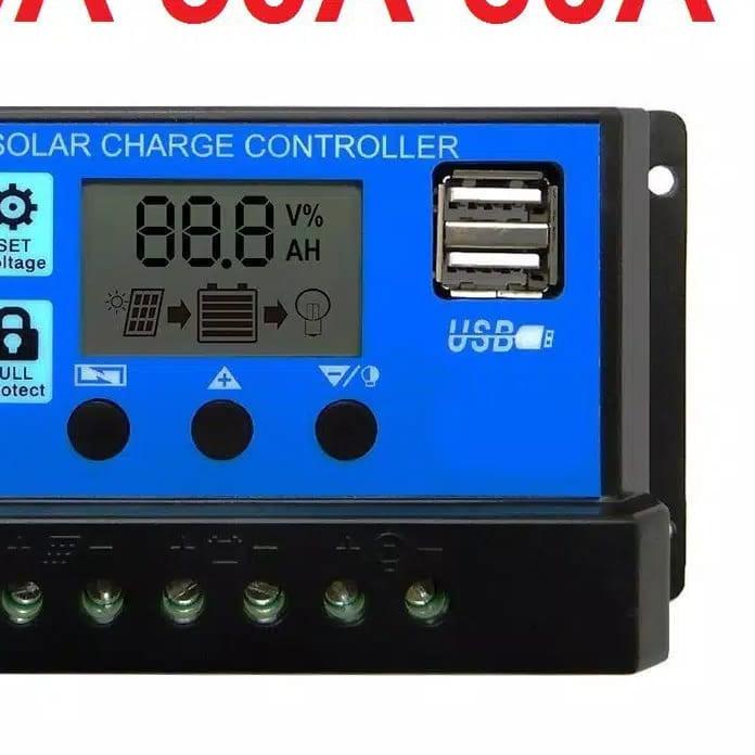 Jual Solar Charge Controller LCD LED Display Solar PWM 12V/24V 10A 20A 30A 50A 60A USB Panel ...