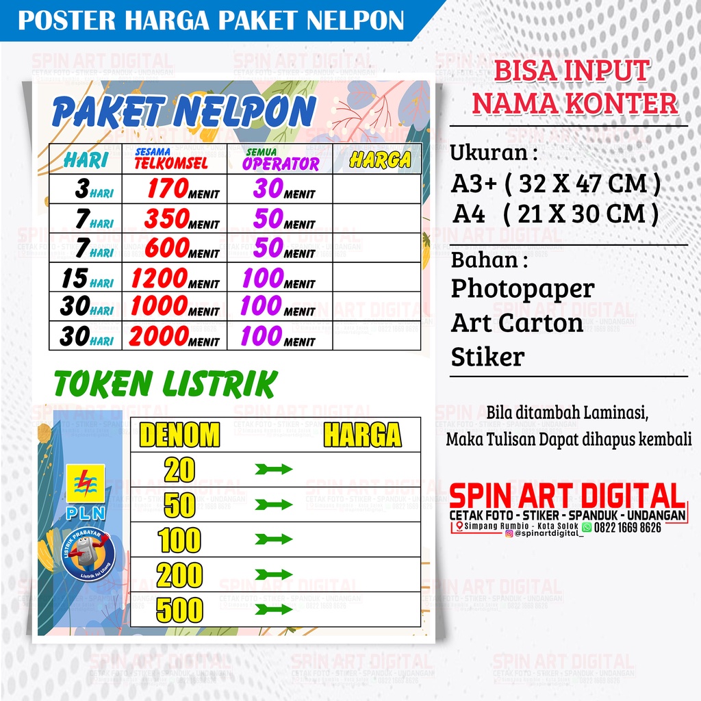 Jual POSTER KONTER DAFTAR HARGA PAKET NELPON | Shopee Indonesia Jual POSTER KONTER DAFTAR HARGA PAKET NELPON | Shopee Indonesia