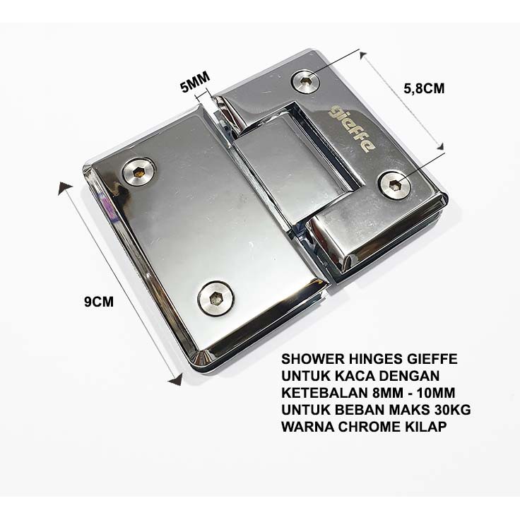 Jual Engsel Pintu Kaca / Shower Hinges untuk Kaca ke Kaca Gieffe ...