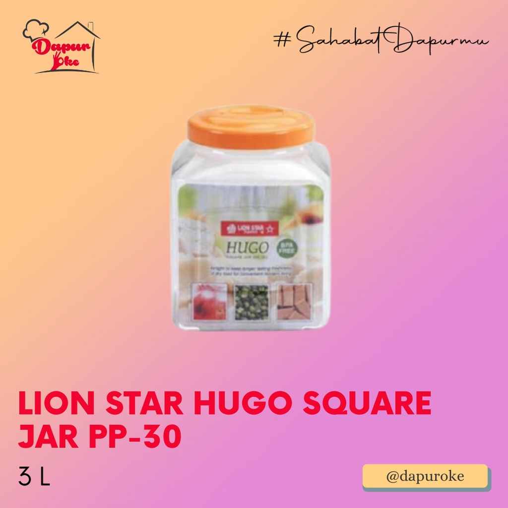 Jual Lion Star Hugo Square Jar (3 Lt) PP-30 / Toples Kerupuk | Shopee ...
