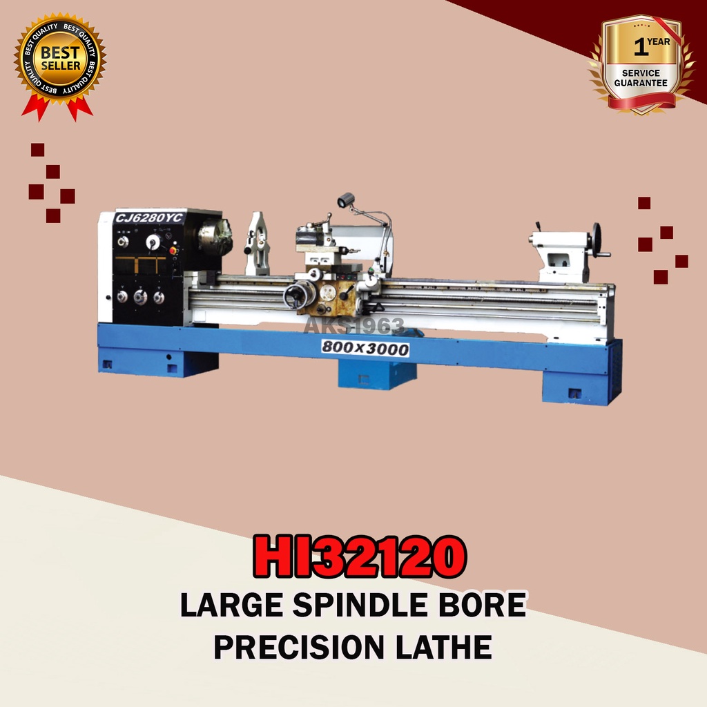Jual Mesin Bubut Logam 80x300cm Large Spindle Bore Precision Lathe ...