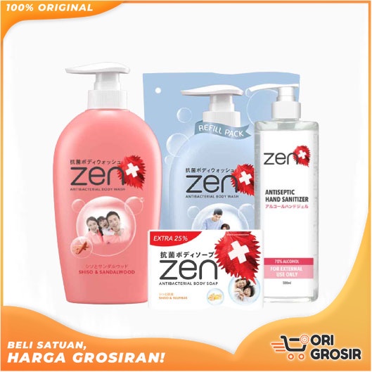 Jual ORI Grosir Zen Antibacterial Body Wash - Refill 450 mL - Botol 500 ...