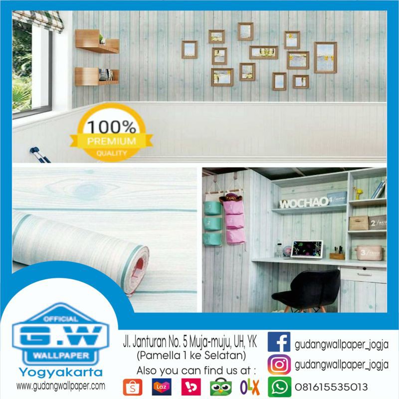 Jual WALLPAPER DINDING MOTIF KAYU BIRU | Wallpaper Sticker Dinding 10m ...