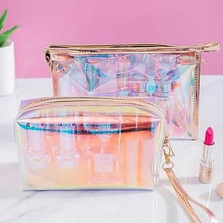 Jual TS12 Dompet Makeup Tas Pouch Makeup Glitter Gold Hologram PVC ...