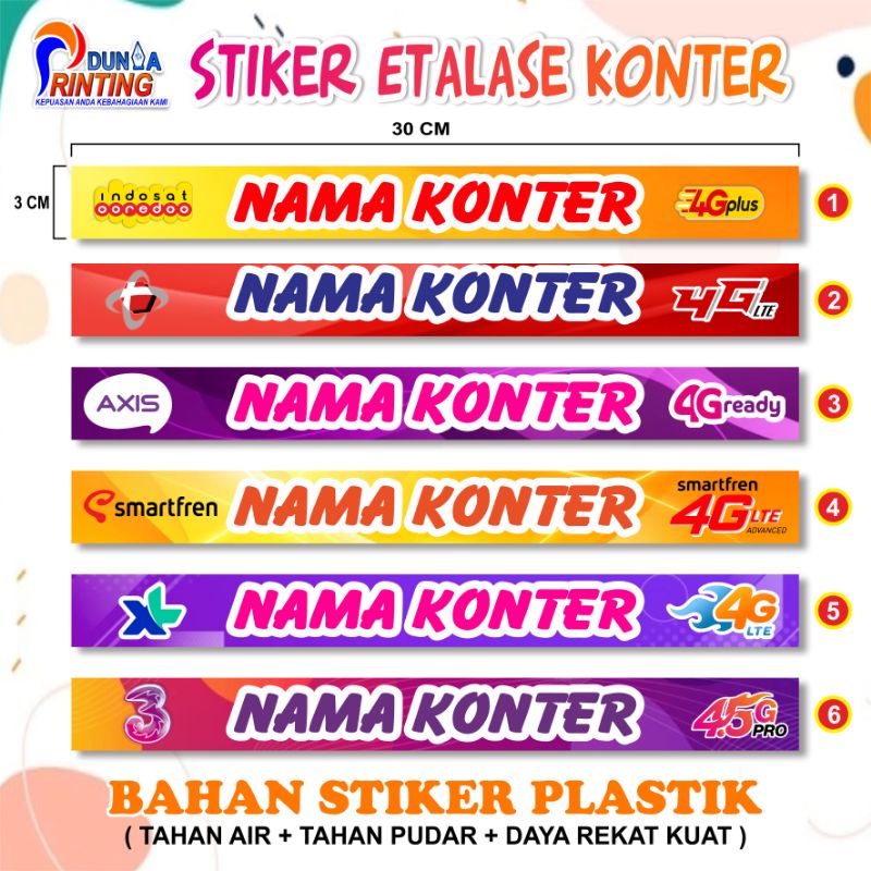 Jual Stiker Konter Etalase Custom Nama - Size 30X3 CM - Isi 15 Pcs ...