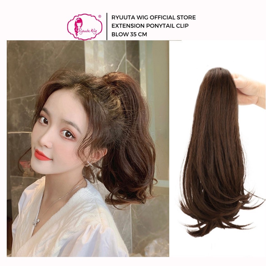 Jual Ryuuta Wig Extension Ponytail Jepit Blow Panjang Hitam Coklat 35 cm 55 cm | Shopee Indonesia