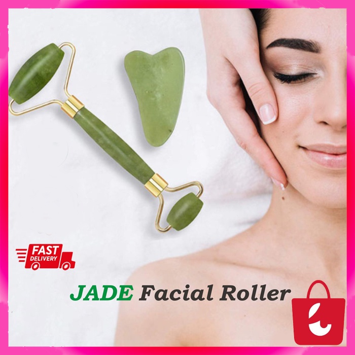 Jual [100% Asli] Jade Roller & Gua Sha Face Roller / Alat Pijat Muka ...