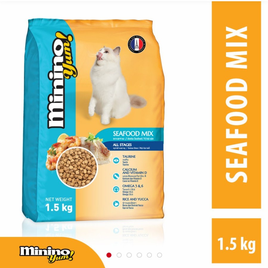 Jual Minino Yum Seafood Mix 1,5 kg Makanan Kucing 1,5kg cat food ...