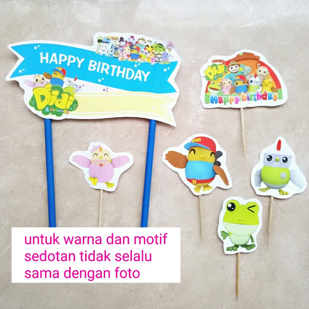 Jual hiasan kue topper toper cake ulang tahun satu set karakter didi ...